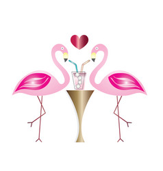 Two flamingos in love Royalty Free Vector Image