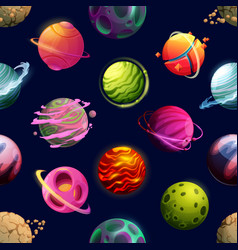 Seamless pattern of planets in open space Vector Image