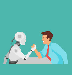 Human businessman vs robot Royalty Free Vector Image