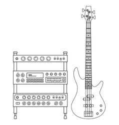 Electric Bass Guitar and Amplifier Royalty Free Vector Image