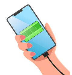 Smartphone recharging battery cartoon Royalty Free Vector