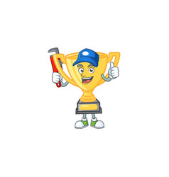 Plumber acrylic trophy stored in cartoon drawer Vector Image