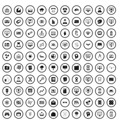 100 data visualization icons set simple style Vector Image
