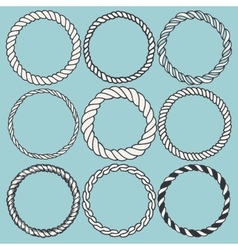 Twisted rope circle - round frame with knots Vector Image
