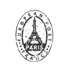 Postal stamp with paris france title round gray Vector Image
