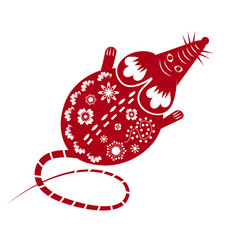 Chinese mouse in traditional paper cut style Vector Image