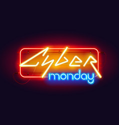 Cyber monday sale neon concept Royalty Free Vector Image