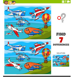 Differences game with plane and balloon Royalty Free Vector