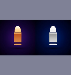 Gold and silver bullet icon isolated on black Vector Image