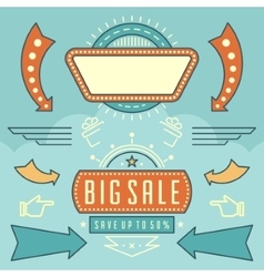 Retro american 1950s sign design elements set Vector Image