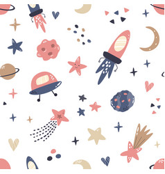 Seamless pattern with rocket abstract background Vector Image
