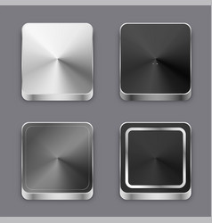 Realistic circular 3d brushed metal icons set Vector Image