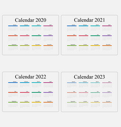 Calendar 2020 20212022 and 2023 Royalty Free Vector Image