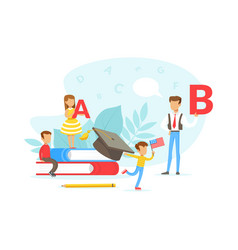 Learn language concept with textbook Royalty Free Vector