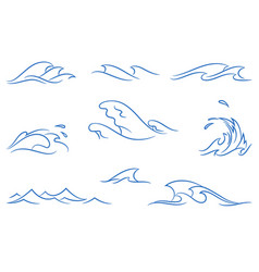 Ocean waves outline Royalty Free Vector Image - VectorStock