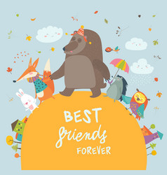 Cartoon cute autumn best friends selfie Royalty Free Vector
