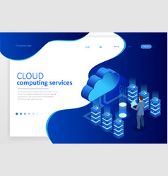 Cloud technology concept poster isometric Vector Image