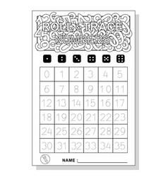 Roll and trace alphabet and animals dice game Vector Image