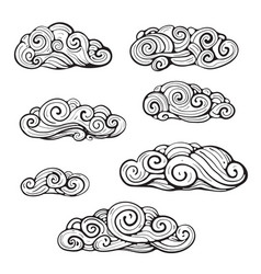 Seamless pattern clouds line art background Vector Image