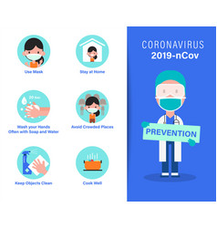 Precaution And Prevention Ways To Stop Pandemic Vector Image
