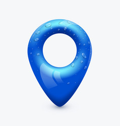 Blue 3d map pointer with dropped shadow on white Vector Image