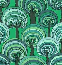 Graphic Seamless Pattern Of Psychedelic Trees Vector Image