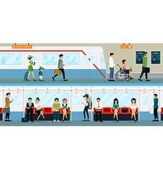 People inside subway public transport underground Vector Image