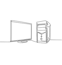 One continuous line drawing cpu computer Vector Image