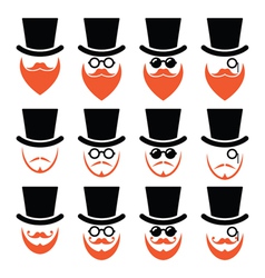 Ginger beard with moustache or mustache ico Vector Image