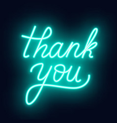 Neon lettering thank you on a dark background Vector Image