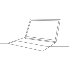 Continuous line drawing laptop computer coffee Vector Image