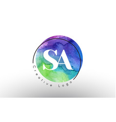 Sa s a watercolor letter logo design Royalty Free Vector