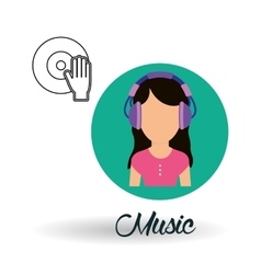 Music design girl icon white background Royalty Free Vector