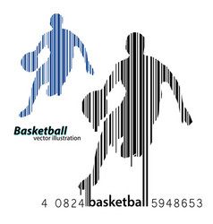 Silhouette of a basketball player and barcode Vector Image