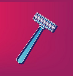 Razor blade sign blue 3d printed icon on Vector Image