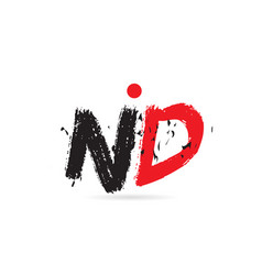 Grunge white red black alphabet letter n logo Vector Image