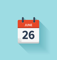 June 26 flat daily calendar icon date Royalty Free Vector