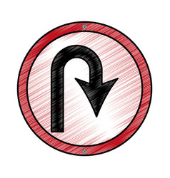 U turn arrow traffic signal icon Royalty Free Vector Image
