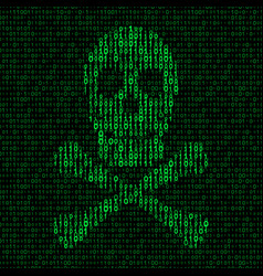 Skull constructed with green binary code Vector Image