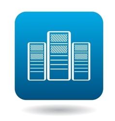 Data centre icon of computer and blocks Royalty Free Vector