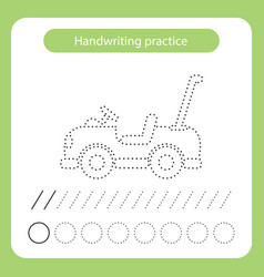 Car kids toys theme handwriting practice sheet Vector Image
