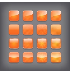 Orange glossy button blank icon square empty shape
