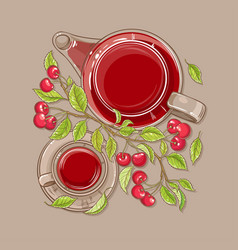 Cherry tea Royalty Free Vector Image - VectorStock