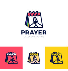 Time to pray logo praying hands icon with clock Vector Image