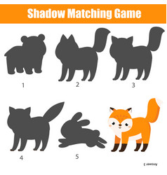Shadow matching game kids activity with cartoon Vector Image