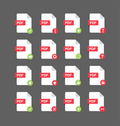 Flat design with pdf files icon set symbol set Vector Image