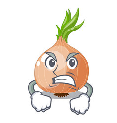 Angry cartoon ripe yellow onion for cooking Vector Image