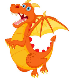 Happy dragon cartoon waving hand Royalty Free Vector Image