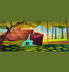 Swamp or lake top view with nenuphars water lily Vector Image