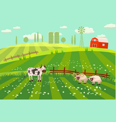 Rural countryside landscape farmhouse spring Vector Image